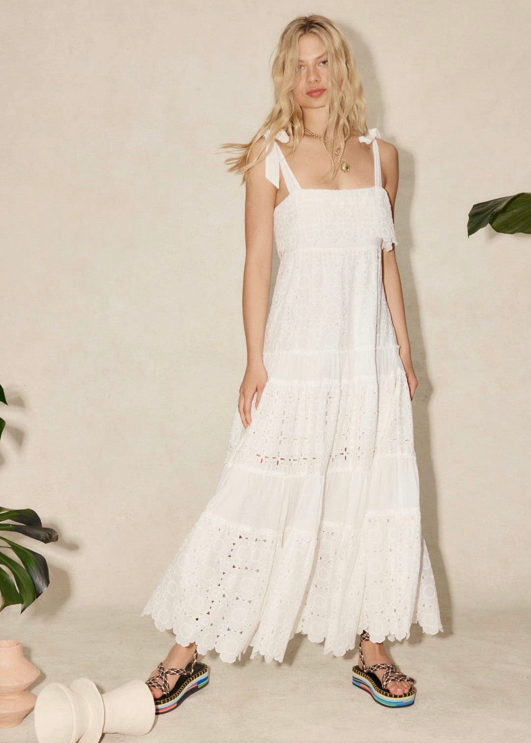 Evie Panelled Midi Dress (White) - Milk Boutique